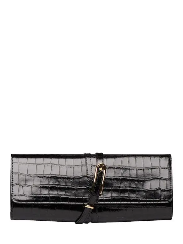 LIFFNER Belted Croc-effect Clutch - Black
