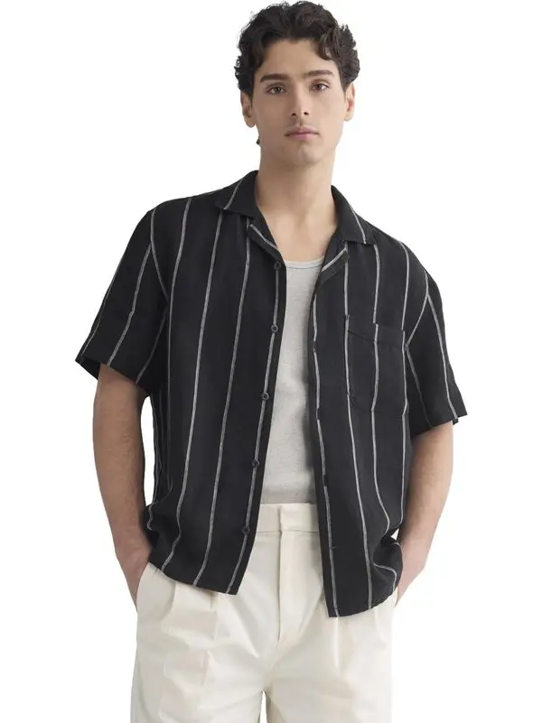 Everlane Linen Resort Shirt - Black/bone