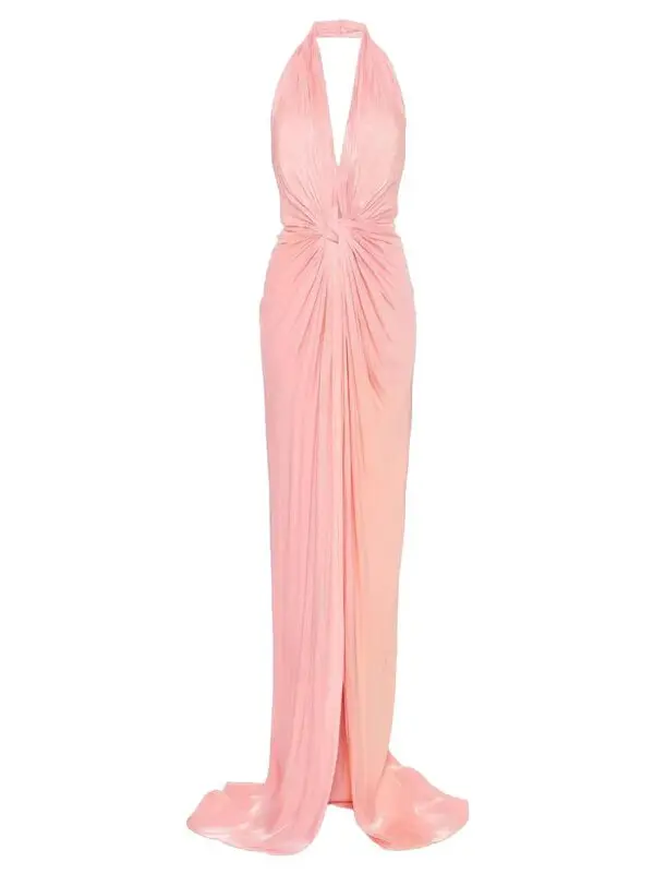Costarellos Halter Gathered Maxi Dress - Pink