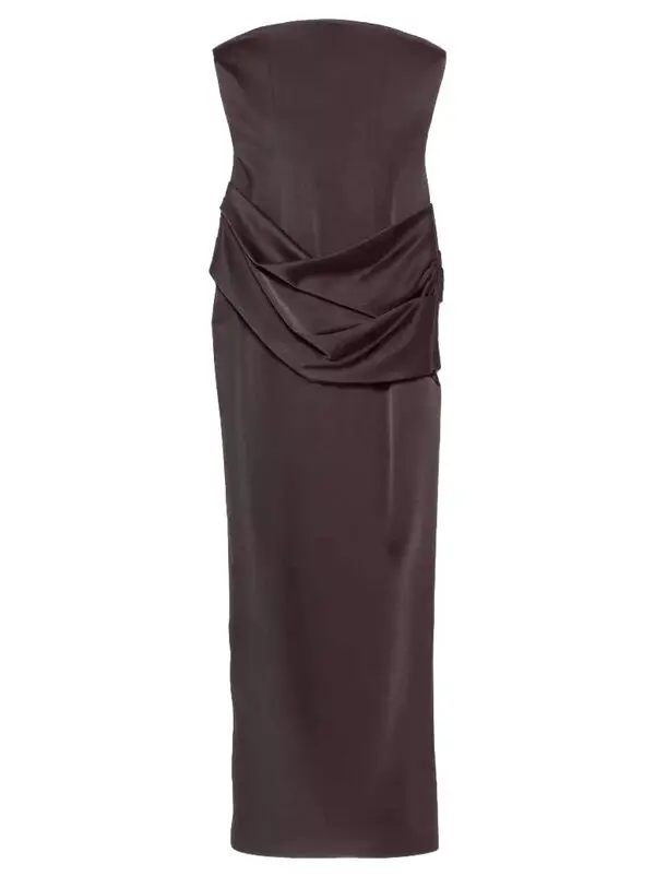 Alex Perry Draped Strapless Maxi Dress - Grey