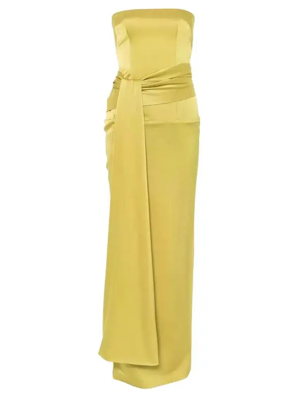 Alex Perry Draped Strapless Maxi Dress - Green