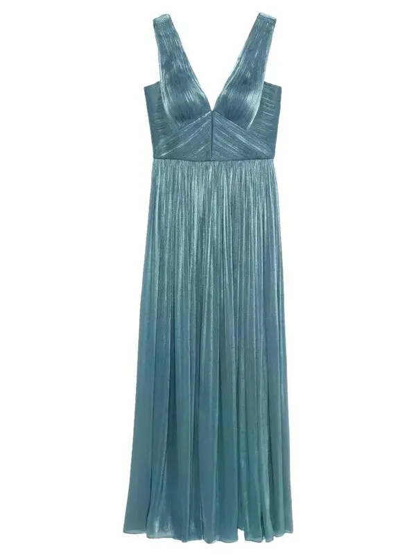 Costarellos V-neck Pleated Dress - Blue