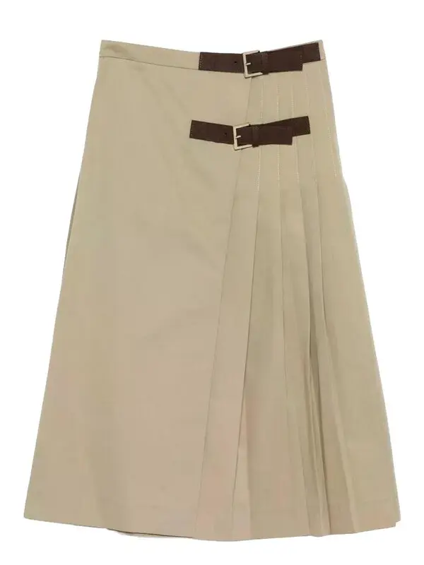 SEMICOUTURE Buckle-detailed Pleated Midi Skirt - Green