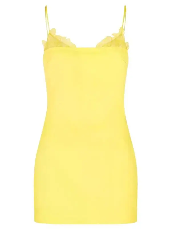 David Koma Lace-trim Mini Dress - Yellow