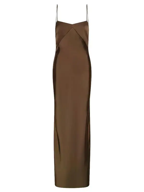 ROTATE BY BIRGER CHRISTENSEN Satin Maxi Dress - Brown