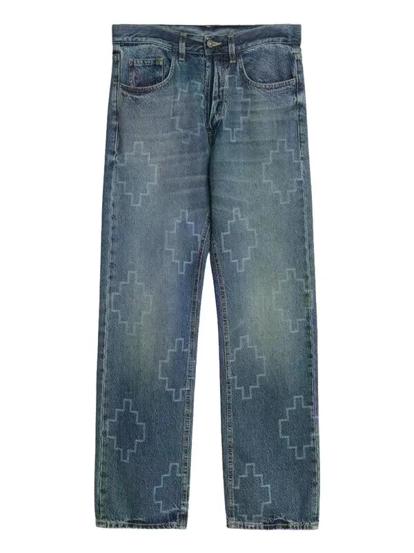 COUNTY OF MILAN Geometric-details Straight-leg Jeans - Blue