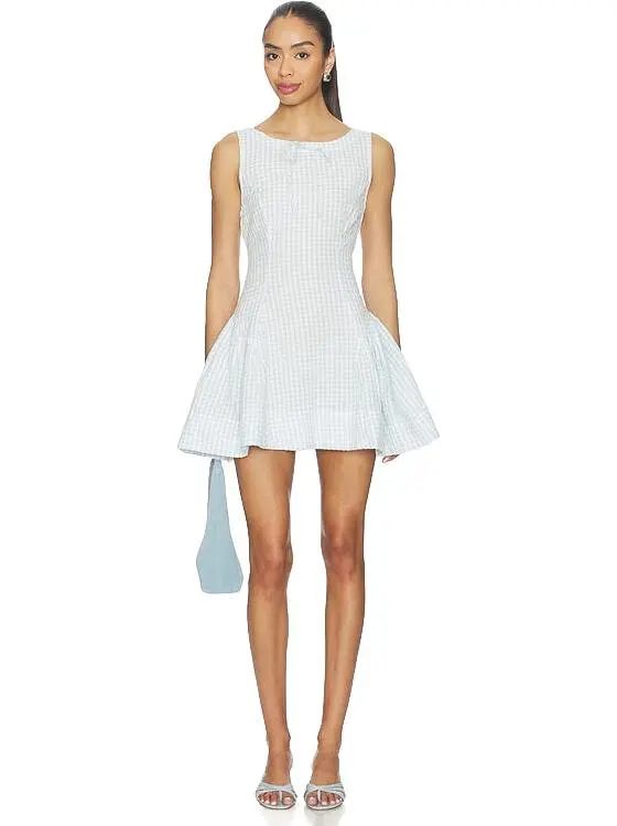 For Love & Lemons Scotch Bonnet Gingham Mini Dress - Baby Blue