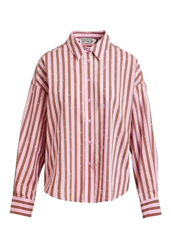Essentiel Antwerp Striped Rhinestone Embellished Shirt - Pink