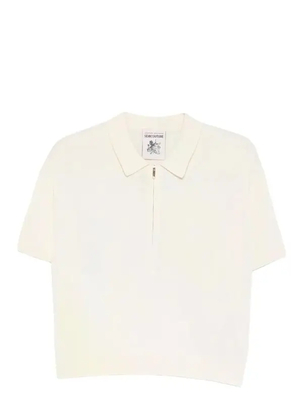 SEMICOUTURE Half-zip Polo Top - Neutrals
