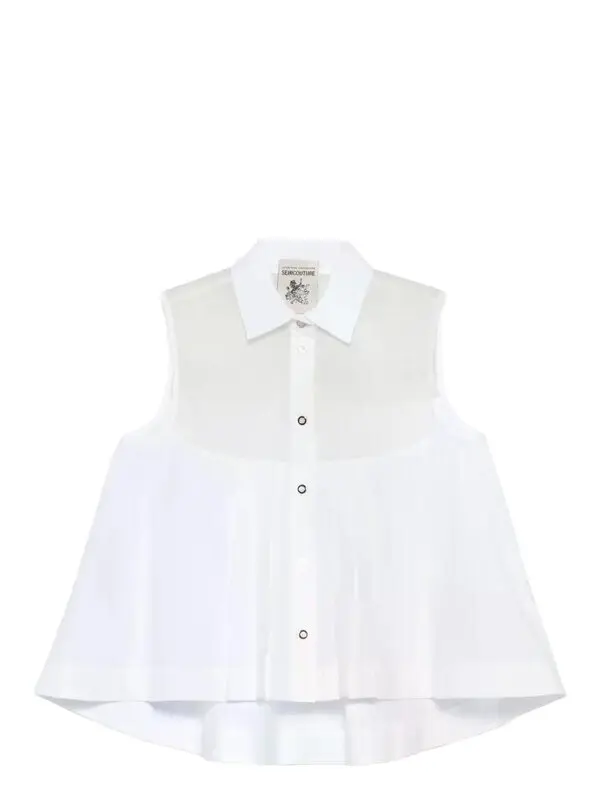 SEMICOUTURE Button-up Pleated Blouse - White