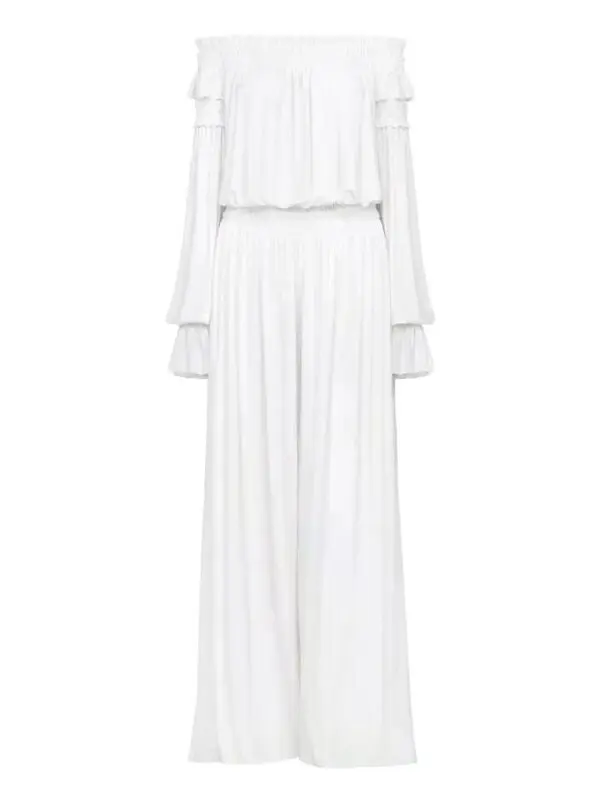 Norma Kamali Ruffled Peasant Trousers - White
