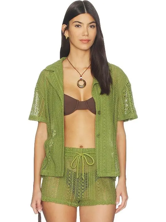 ALL THE WAYS Rosie Button Up Top - Olive
