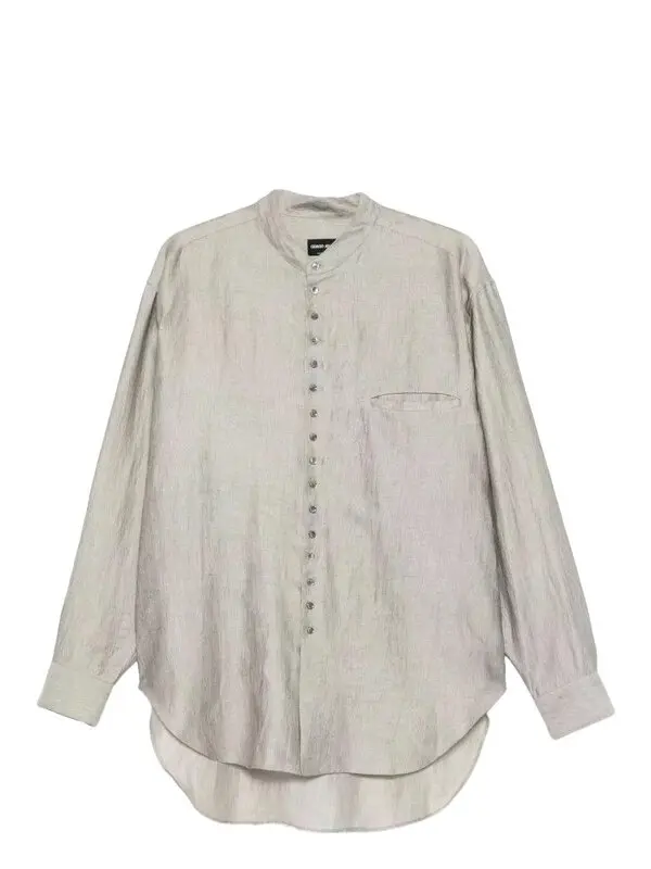 Giorgio Armani Collarless Shirt - Grey