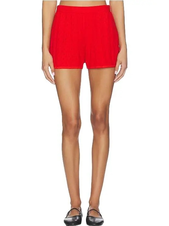 Soft Goat Pointelle Shorts - Red