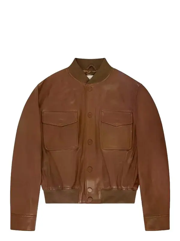 Montedoro Leather Bomber Jacket - Brown