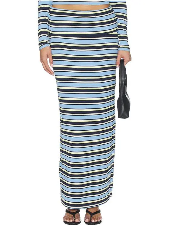 AFRM Ribbed Knit Maxi Skirt - Blue