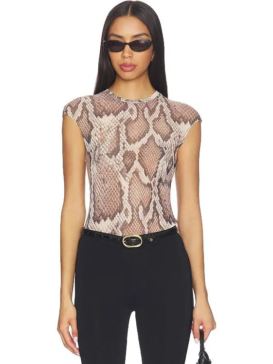 AFRM Nina Sheer Mesh Top - Beige