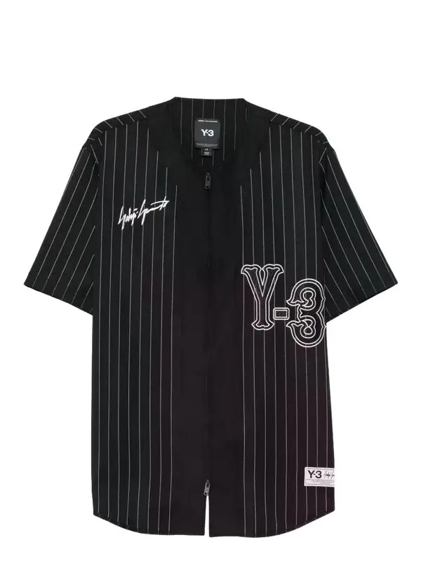 Y3 Pinstripe Zip-up Shirt - Black