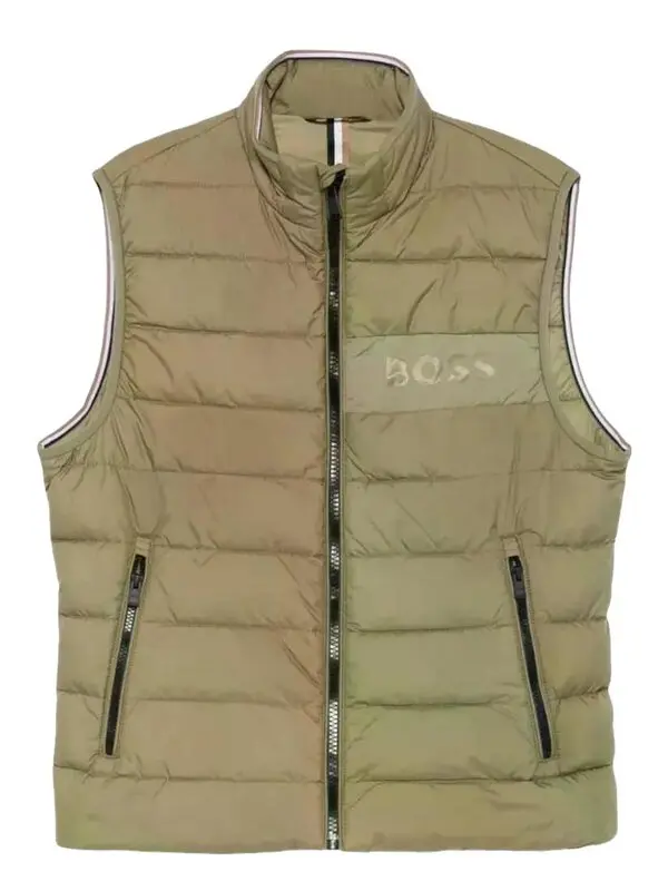 BOSS Padded Gilet With Logo - Neutrals