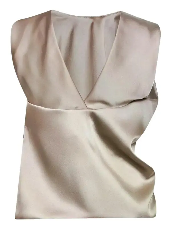 BLANCA VITA Asymmetric Draped Top - Neutrals