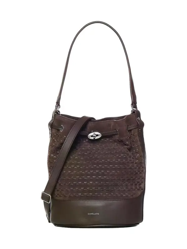 ZANELLATO Small Mondà® Drawstring Top Handle Leather Bucket Bag - Brown