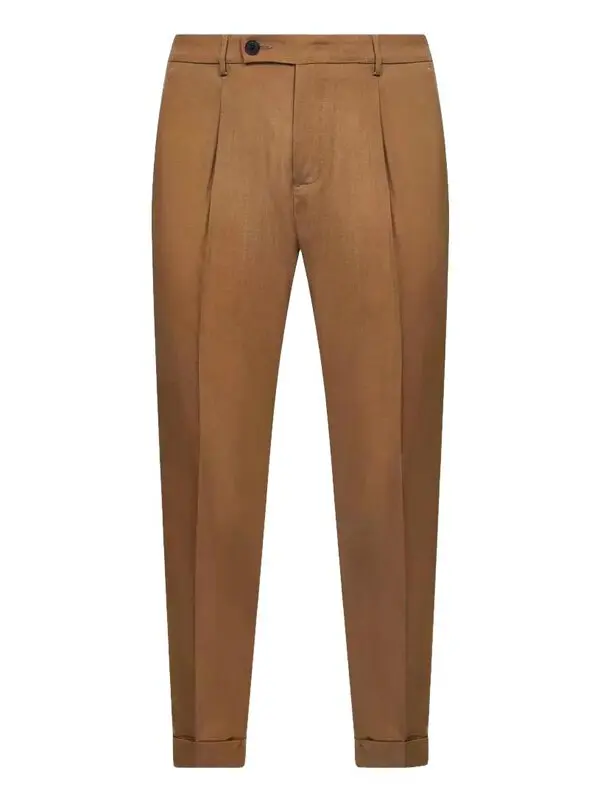 D4.0 Pleated-front Trousers - Brown