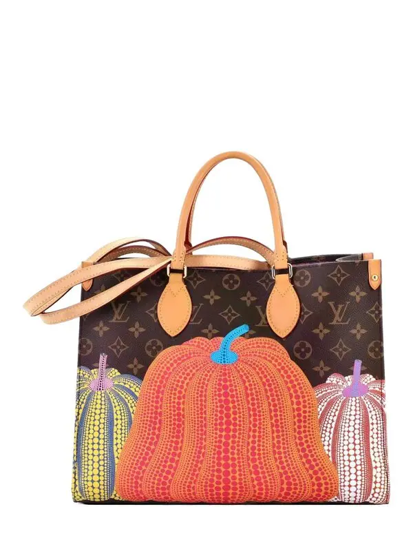 LOUIS VUITTON Onthego Yayoi Kusama Pumpkins Monogram Canvas Mm Tote Bag - Brown