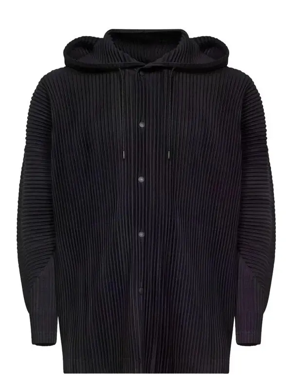 Issey Miyake Pleated Hooded Jacket - Black