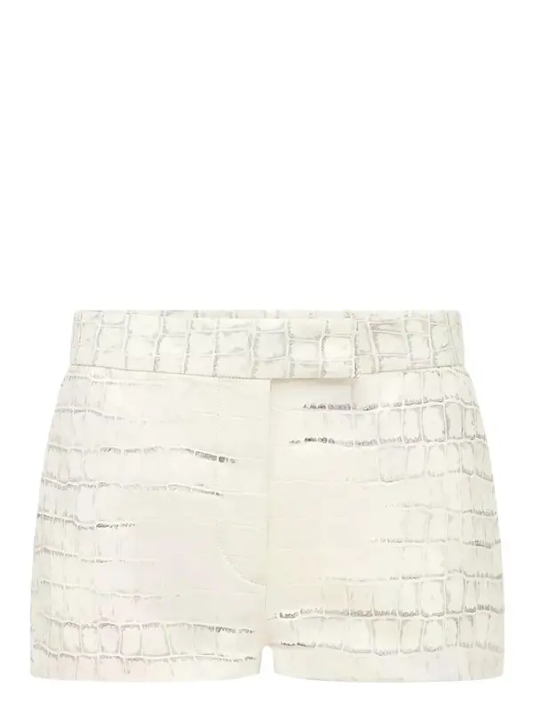 Alex Perry Croc-effect Leather Shorts - Neutrals