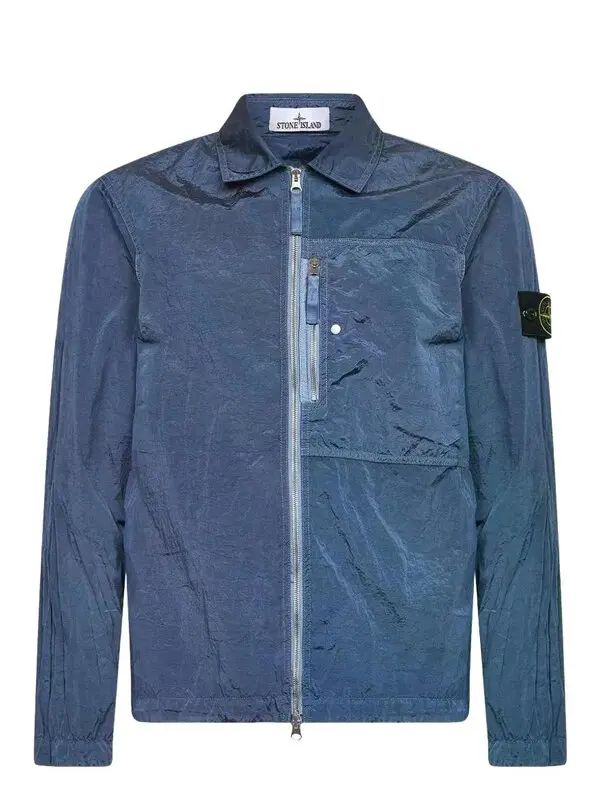 Stone Island Zip Up Shirt Jacket - Blue