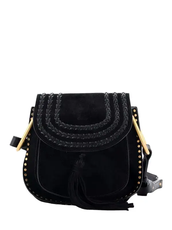 Chloé Hudson Handbag Whipstitch Suede Small Crossbody Bag - Black