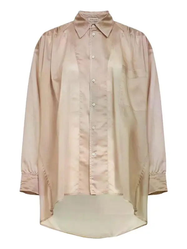 BLANCA VITA Buttoned Chest-pocket Shirt - Neutrals