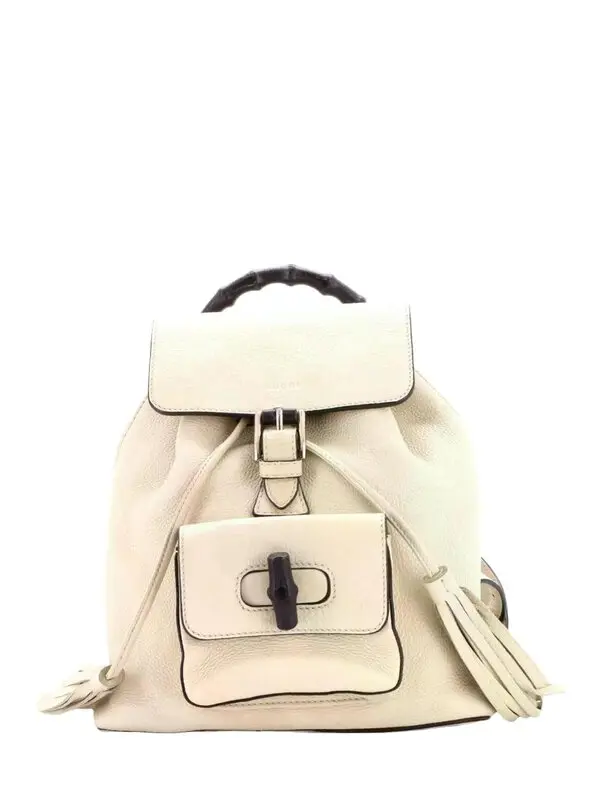 Gucci Bamboo Tassel Leather Medium Backpack - Neutrals