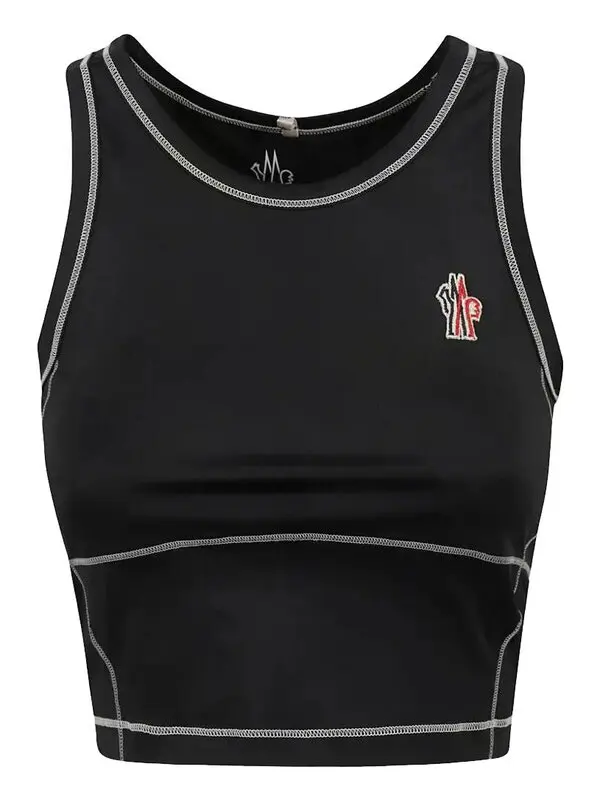 Moncler Contrast-stitching Tank Top - Black