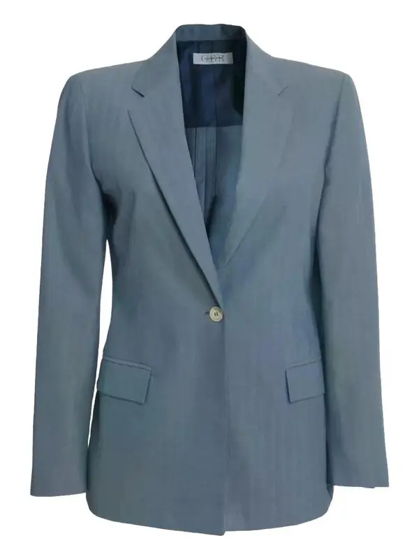 Vintage Gbr Herringbone Notched Lapel Blazer - Blue