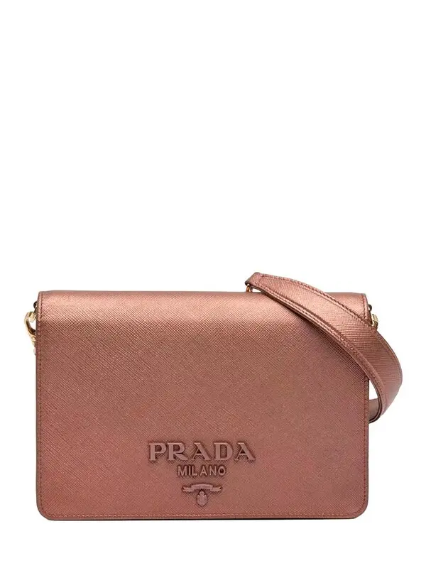 Prada Metallic Saffiano Lux Chain Crossbody Bag - Pink