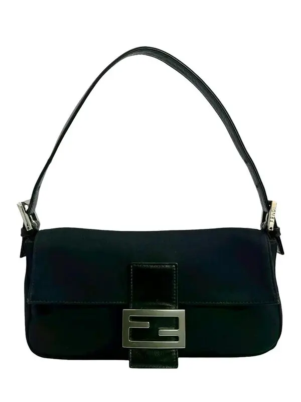 Fendi 1997-2002 Jersey Mamma Baguette Shoulder Bag - Black