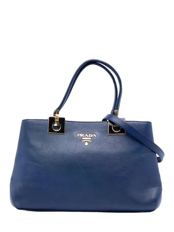 Prada Vitello Lux Satchel - Blue