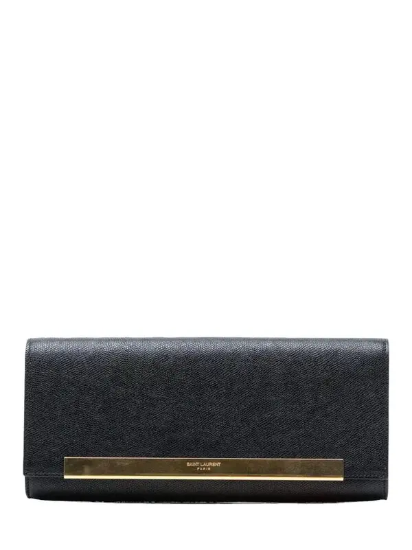 Saint Laurent 2013-2026 Grained Calfskin Lutetia Flap Clutch - Black