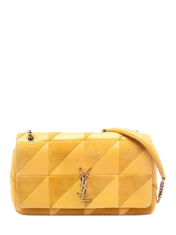 Saint Laurent 2021 Medium Lambskin And Suede Patchwork Jamie Shoulder Bag - Yellow