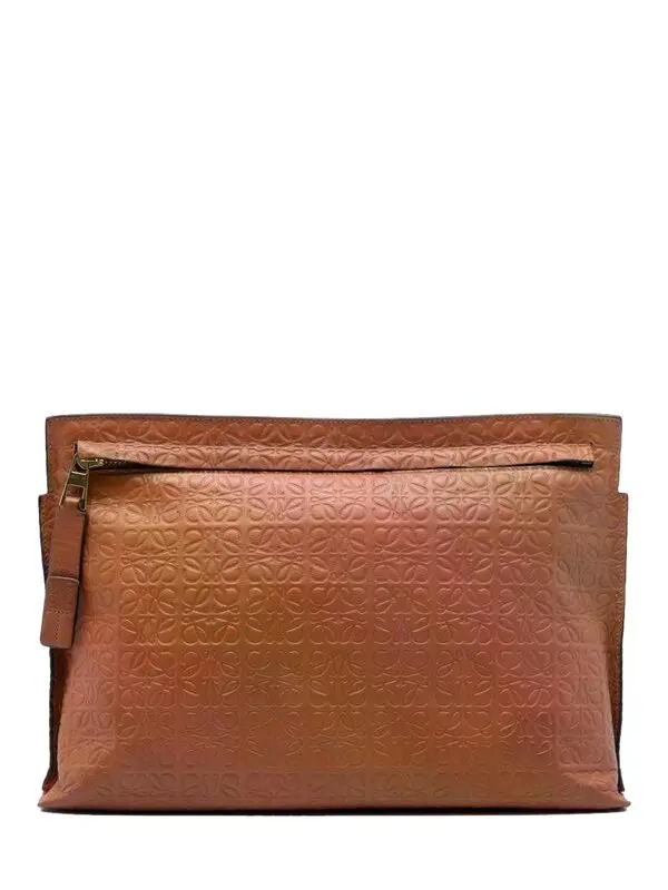 Loewe 2016 Embossed Anagram T Clutch - Brown
