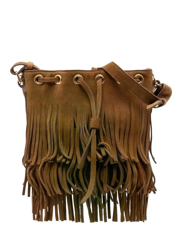 Saint Laurent 2015 Small Emmanuelle Fringe Bucket Bag - Brown