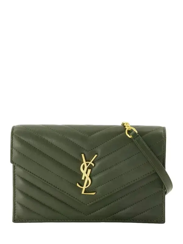 Saint Laurent Cassandre Leather Shoulder Bag - Green