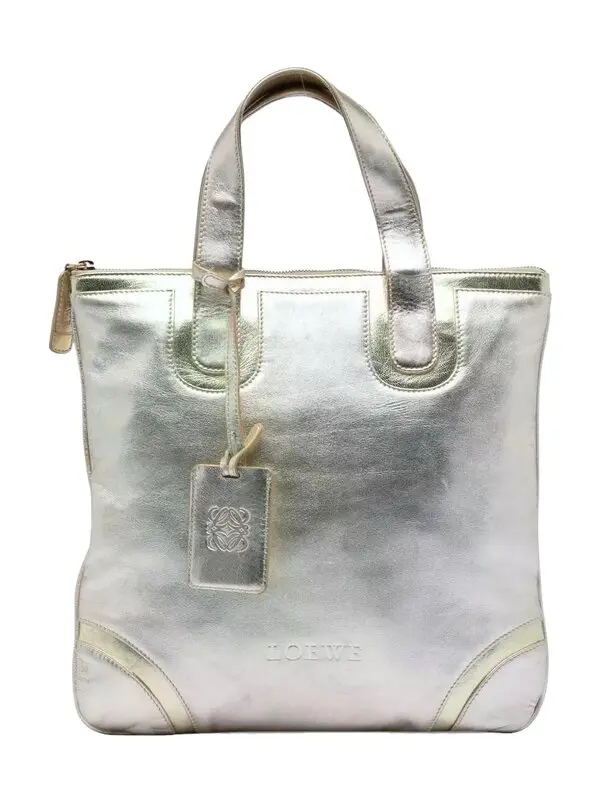 Loewe 2007 Metallic Leather Tote Bag - Silver