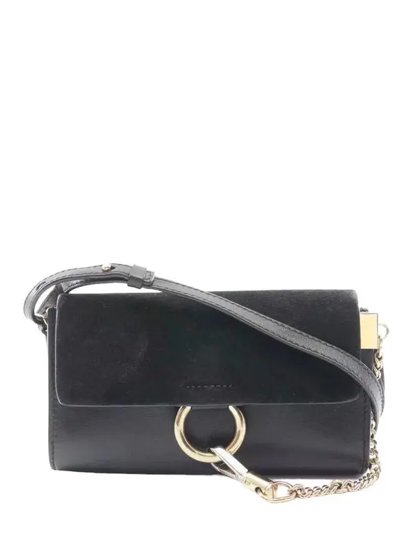 Chloé Mini Calfskin And Suede Faye Chain Crossbody Bag - Black