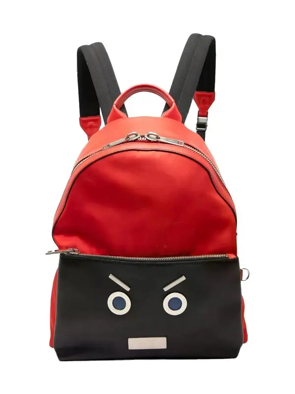 Fendi Nylon And Leather Faces Backpack - Black