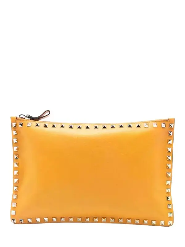 Valentino Garavani 2000-2017 Leather Rockstud Clutch - Orange