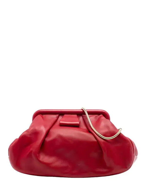 Miu Miu 2010-2026 Pleated Nappa Soft Frame Clutch With Chain Crossbody Bag - Red