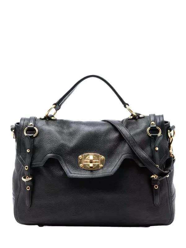 Miu Miu 2010 Cervo Deerskin Top Handle Satchel - Black