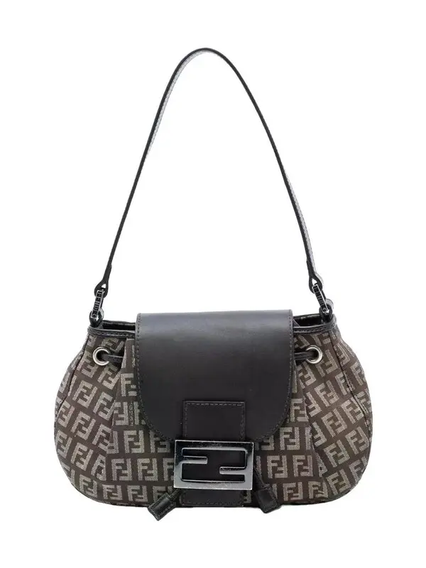 Fendi 2000-2010 Zucchino Canvas Drawstring Shoulder Bag - Brown
